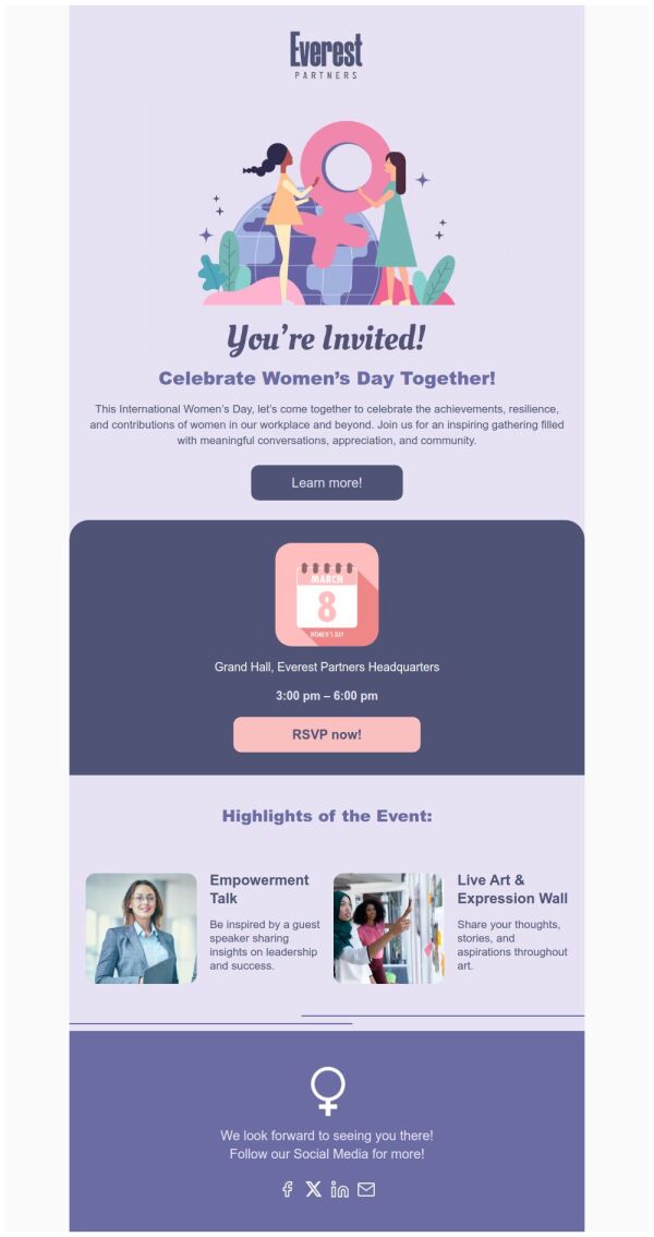 Invitation Email Template 'Empowerment Talk' for Women's Day | PosterMyWall