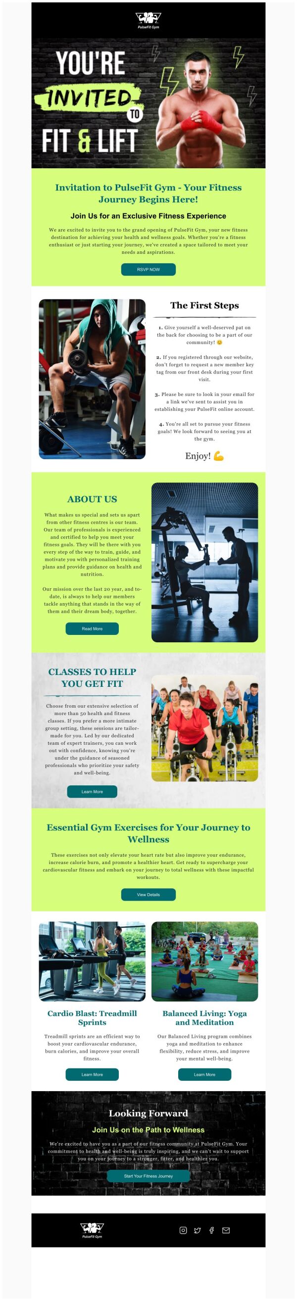 Invitation Email Template 'Fit and Lift' for Fitness | PosterMyWall