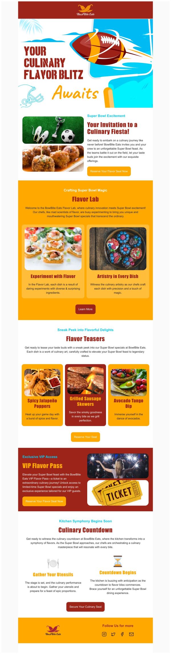 Invitation Email Template 'Flavorful Blitz' for Food | PosterMyWall