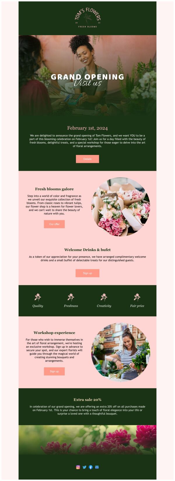Invitation Email Template 'Flower Shop' for Small Business | PosterMyWall