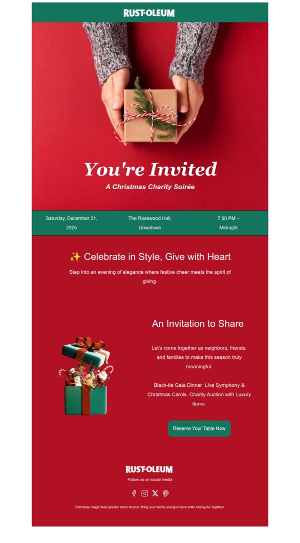 Invitation Email Template 'Give with Heart' for Christmas | PosterMyWall