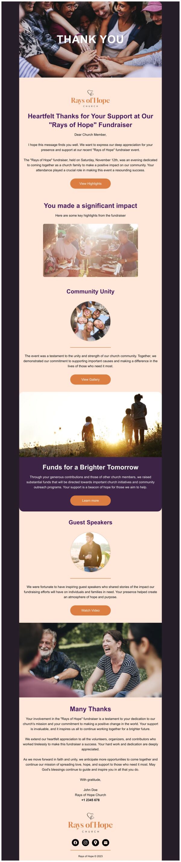 Invitation Email Template 'Hope Fundraiser' for Church | PosterMyWall