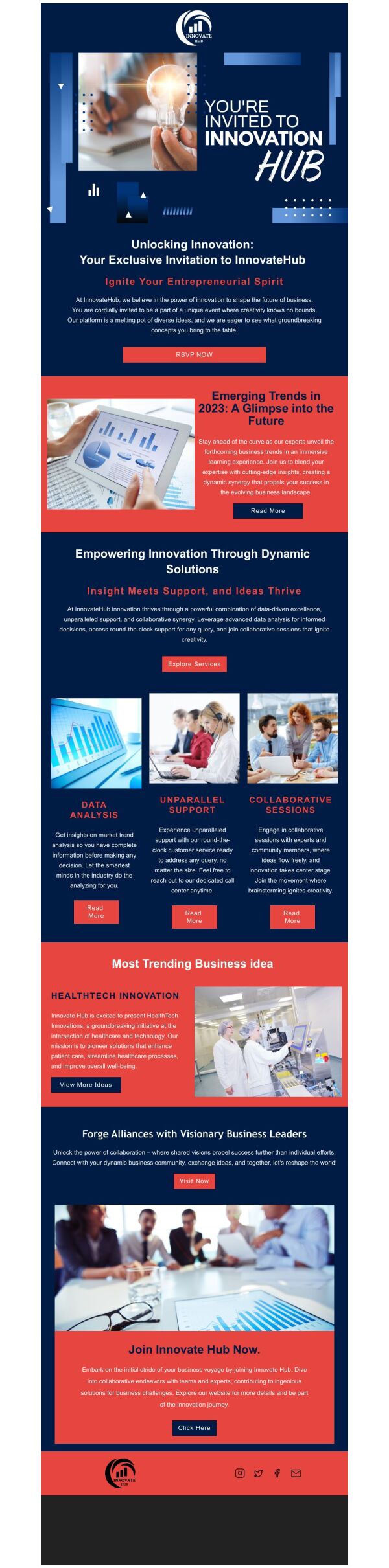 Invitation Email Template 'Innovate Hub' for Corporate | PosterMyWall