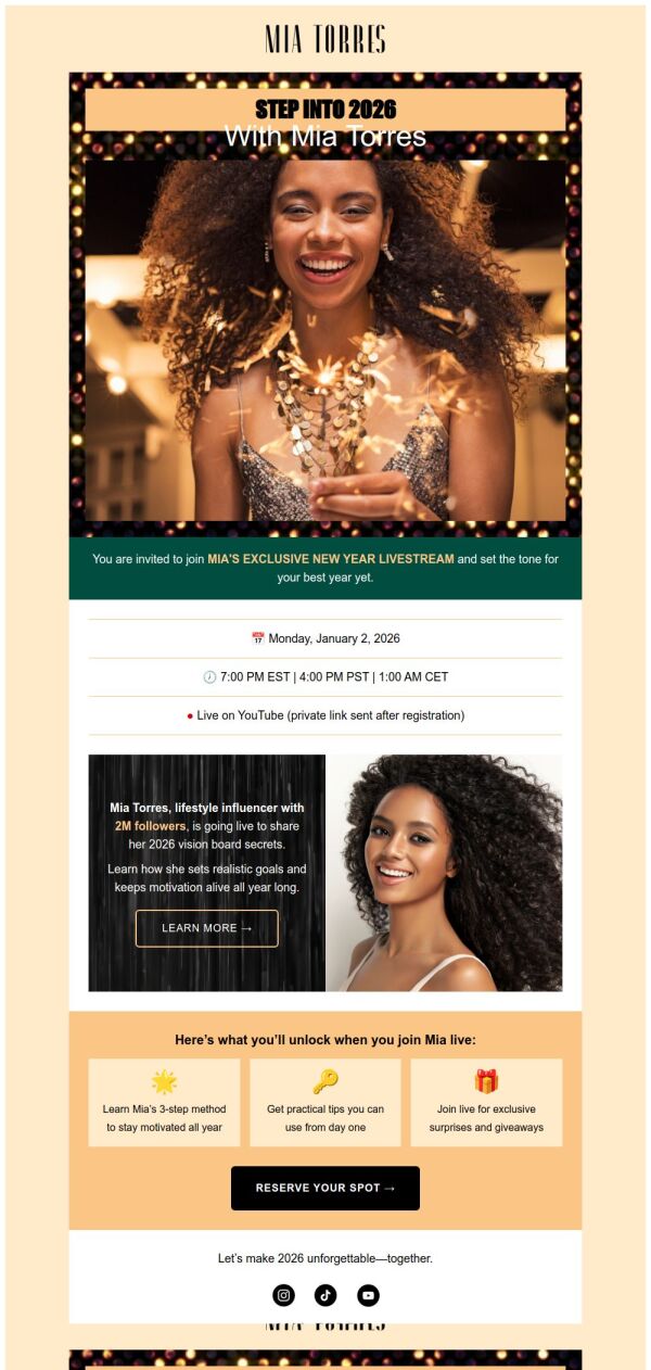 Invitation Email Template 'Live Stream' for New Year | PosterMyWall