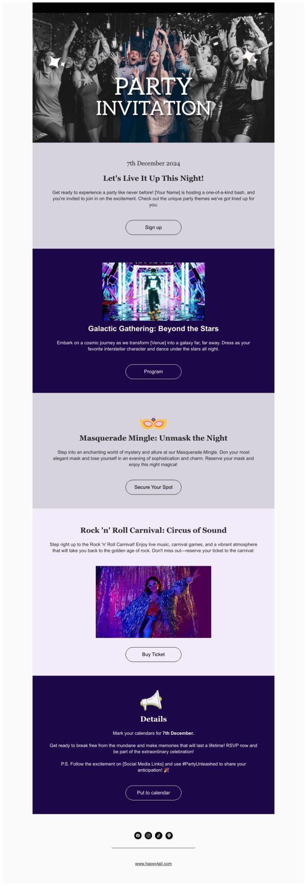 Invitation Email Template 'Live Up The Night' for Party | PosterMyWall