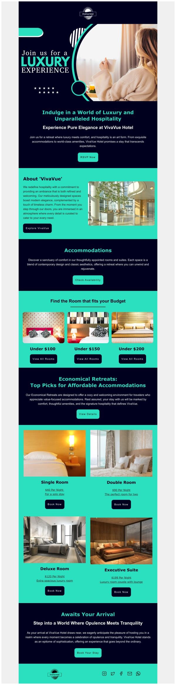 Invitation Email Template 'Luxury and Hospitality' for Hotels ...