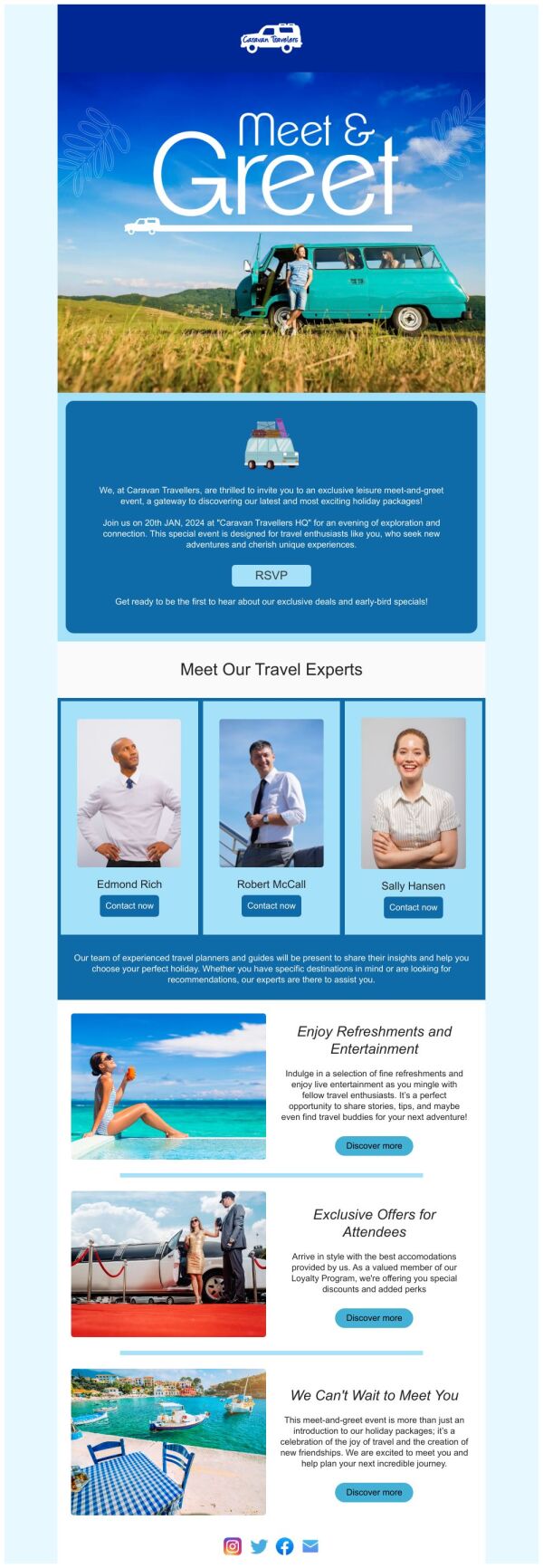 Invitation Email Template 'Meet and Greet' for Travel | PosterMyWall