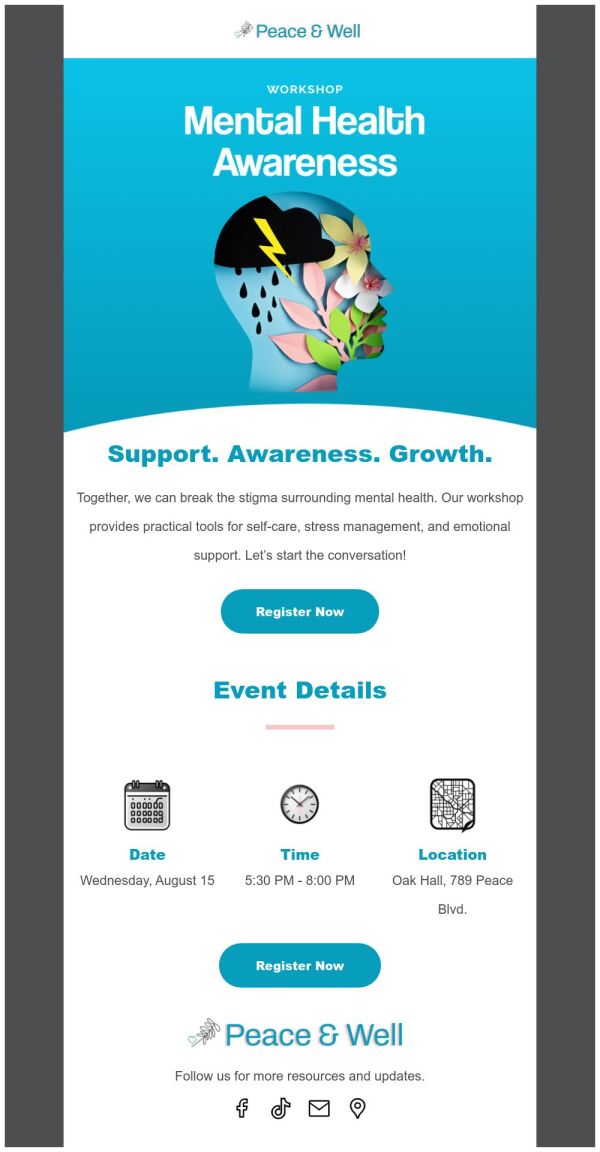 Invitation Email Template 'Mental Health Workshop' for Healthcare ...