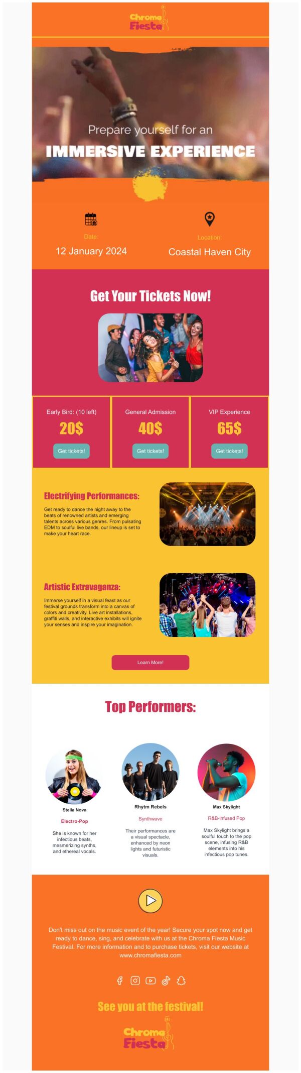 Invitation Email Template 'Music Fiesta' for Band | PosterMyWall