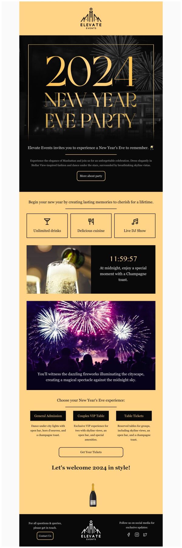 Invitation Email Template 'Party Night' for New Year | PosterMyWall