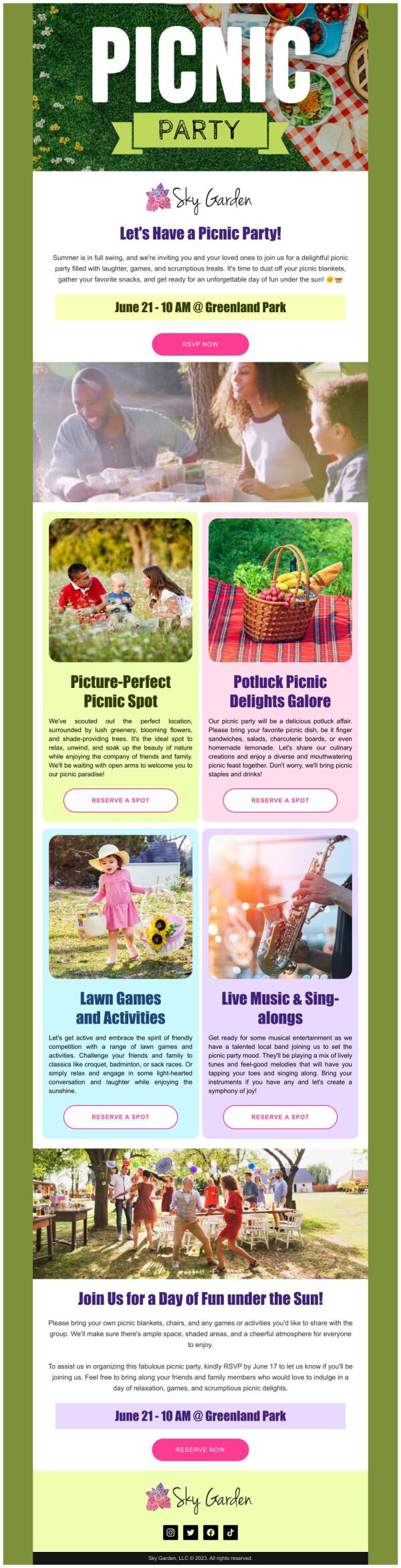Invitation Email Template 'Picnic Party' for Summer | PosterMyWall