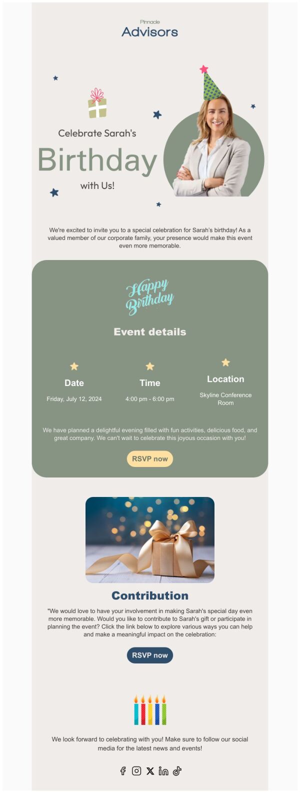 Invitation Email Template 'Pinnacle Advisors' for Corporate | PosterMyWall