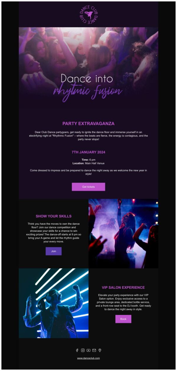 Invitation Email Template 'Rhythmic Fusion' for Party | PosterMyWall