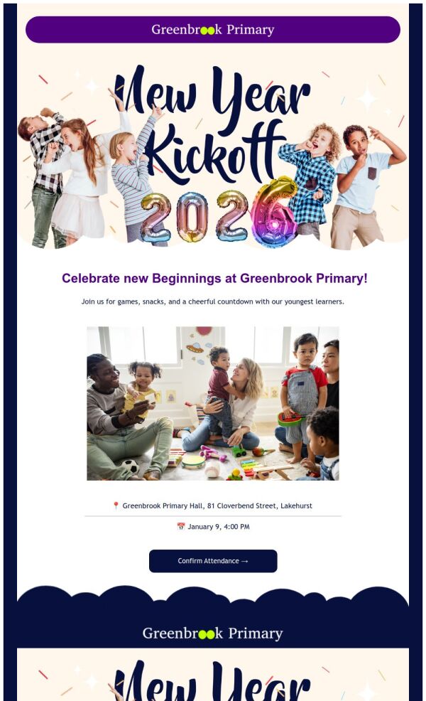 Invitation Email Template 'School Beginnings' for New Year | PosterMyWall