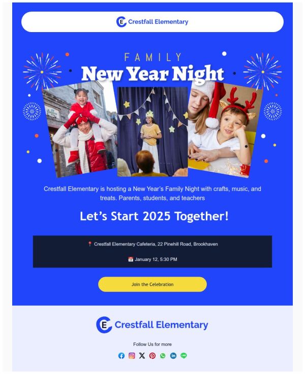 Invitation Email Template 'School Night' for New Year | PosterMyWall