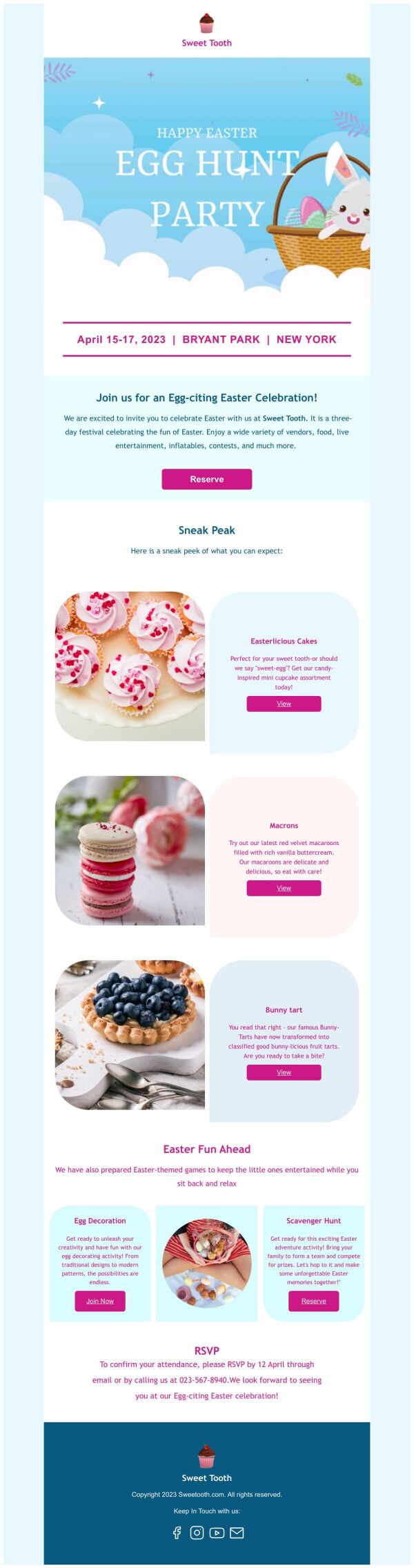 Invitation Email Template 'Sweet Tooth Party' for Easter | PosterMyWall