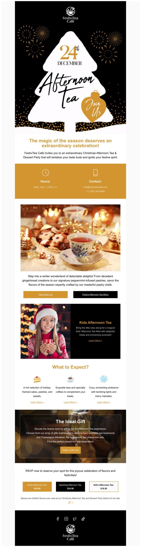 Invitation Email Template 'Tea Cafe' for Christmas | PosterMyWall