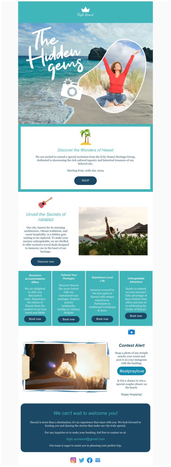 Invitation Email Template 'The Hidden Gems' for Travel | PosterMyWall