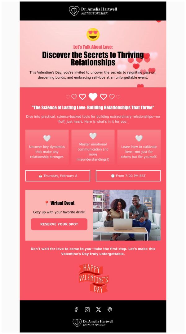 Invitation Email Template 'Thriving Relationships' for Valentine's Day ...