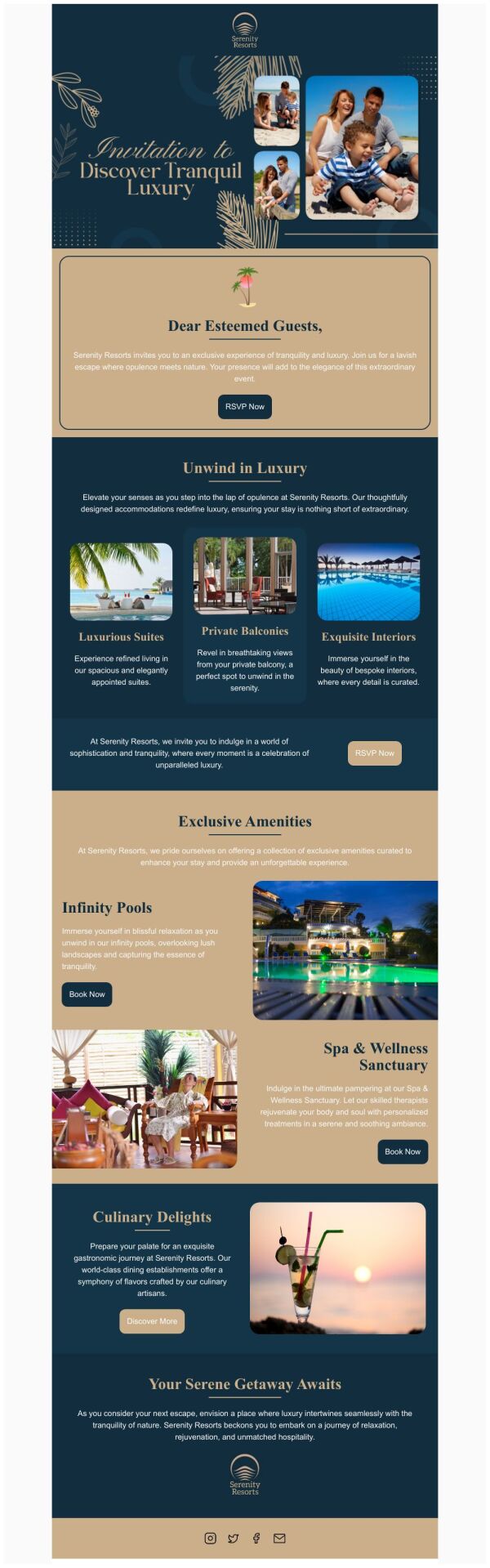 Invitation Email Template 'Tranquil Luxury' for Hotels | PosterMyWall