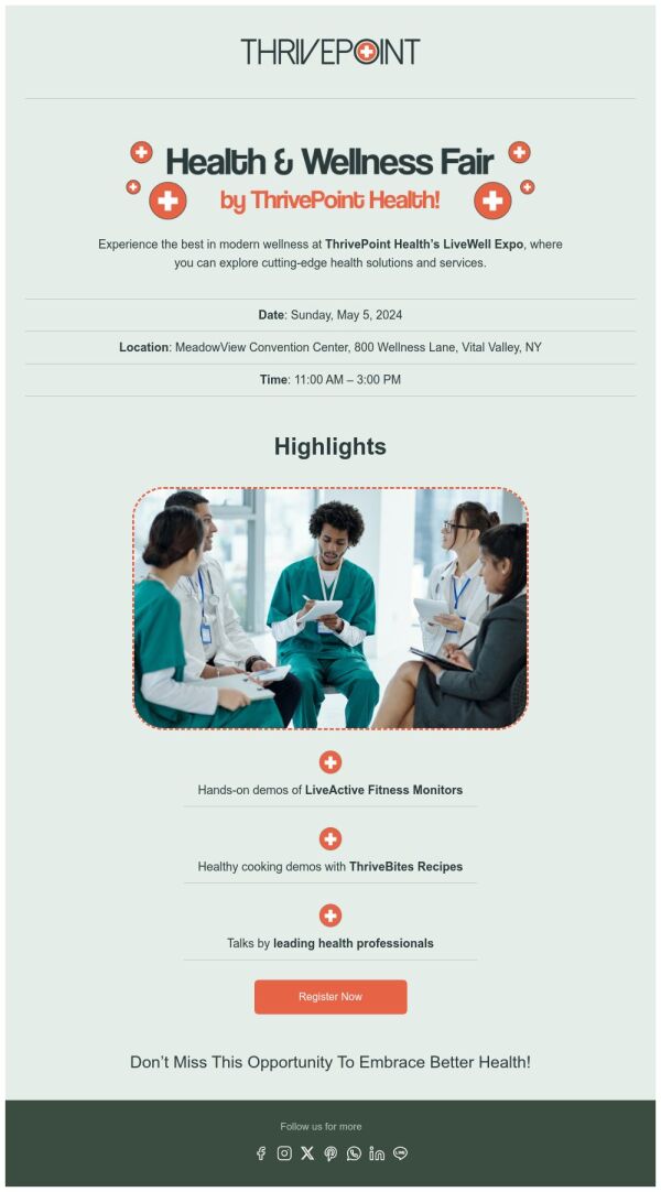 Invitation Email Template 'Wellness Fair' for Healthcare | PosterMyWall