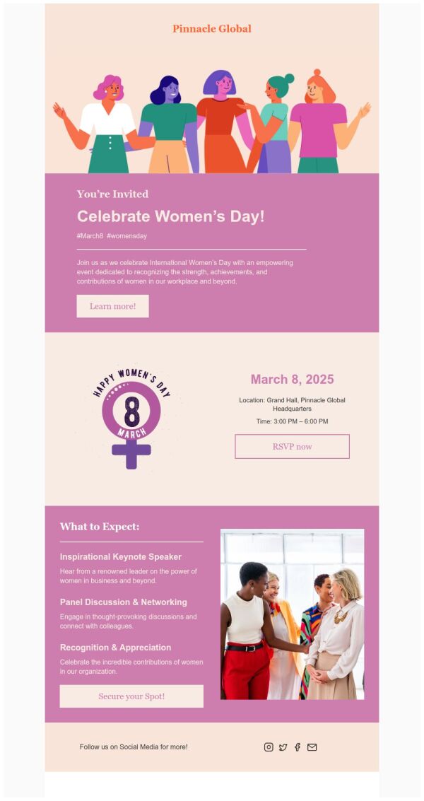 Invitation Email Template 'Workplace and Beyond' for Women's Day ...