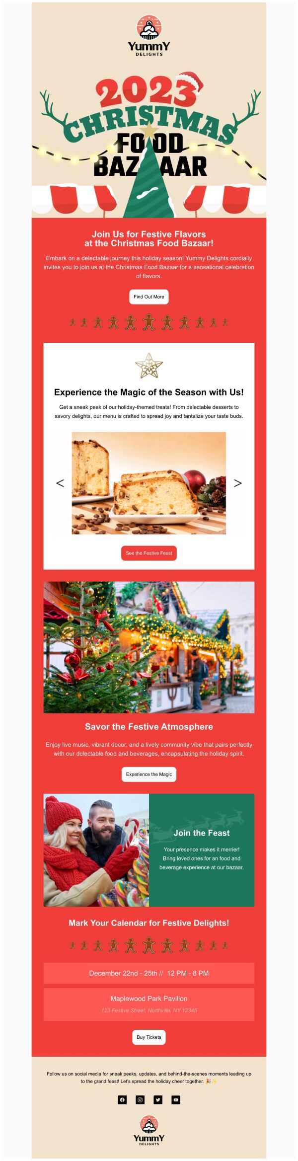Invitation Email Template 'Yummy Delights' for Christmas | PosterMyWall