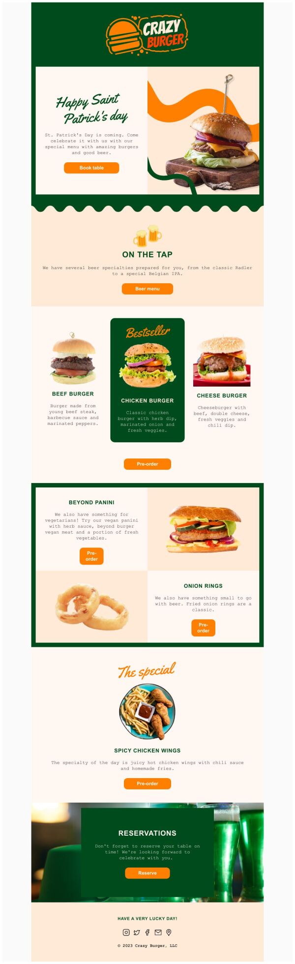 Menu Email Template 'Burgers and Paninis' for Women's Day | PosterMyWall