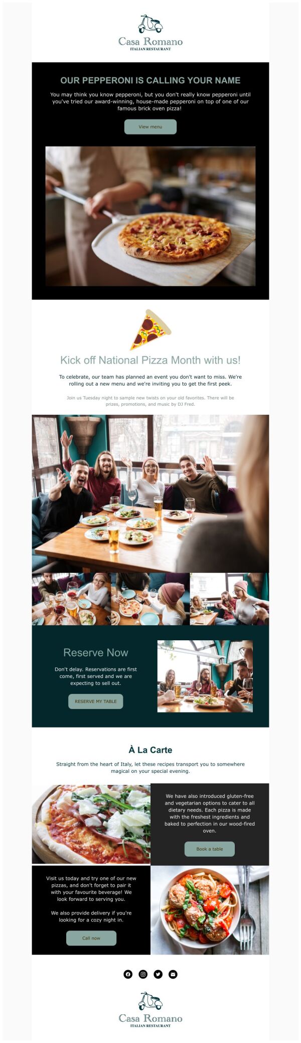 Menu Email Template 'National Pizza Month' for Restaurants | PosterMyWall