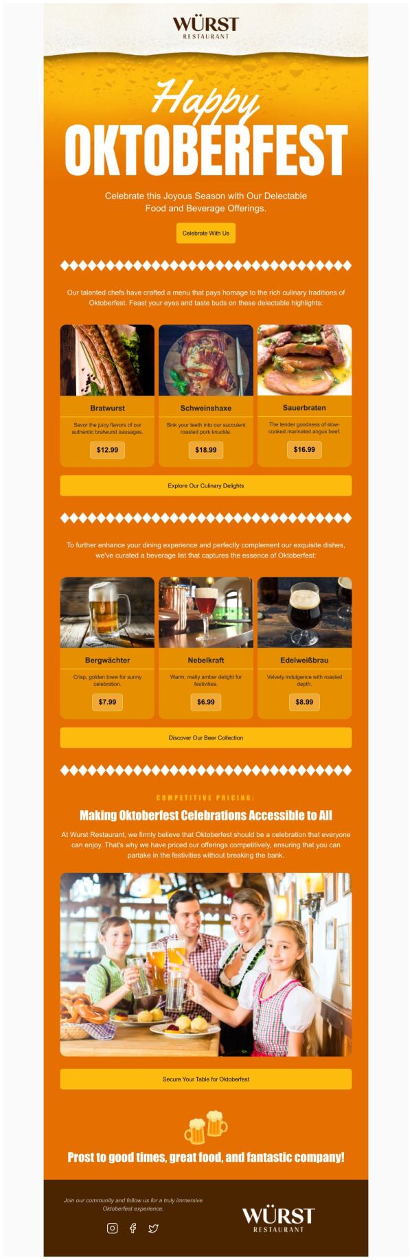 Menus Email Template 'Culinary Delights' for Oktoberfest | PosterMyWall