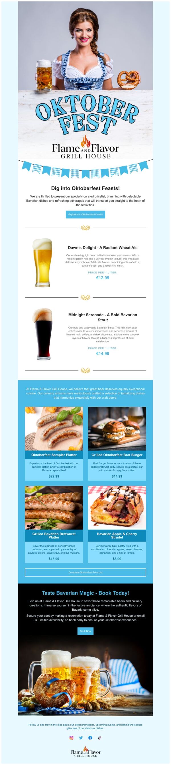 Menus Email Template 'Dig Into Feasts' for Oktoberfest | PosterMyWall