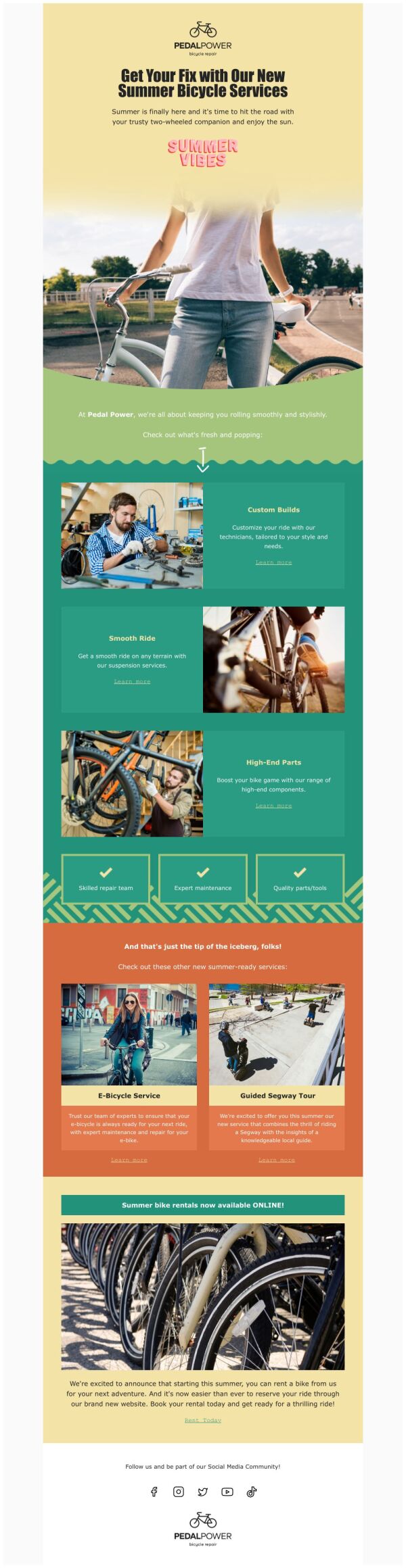 New Arrival Email Template 'Bicycle Services' for Summer | PosterMyWall