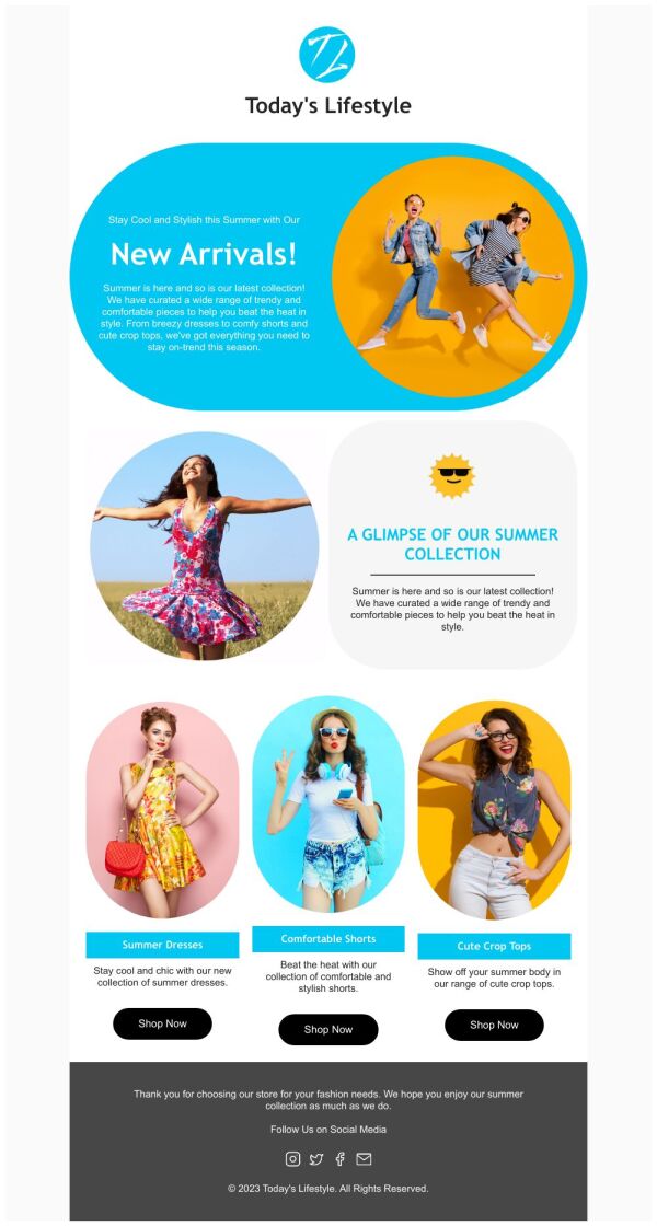 New Arrival Email Template 'Breezy Clothing Collection' for Summer ...