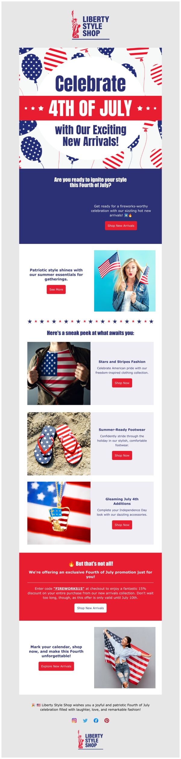 New Arrival Email Template 'Clothing Store' for 4th of July | PosterMyWall