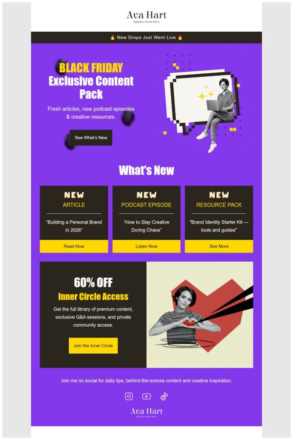 New Arrival Email Template 'Content Pack' for Black Friday | PosterMyWall