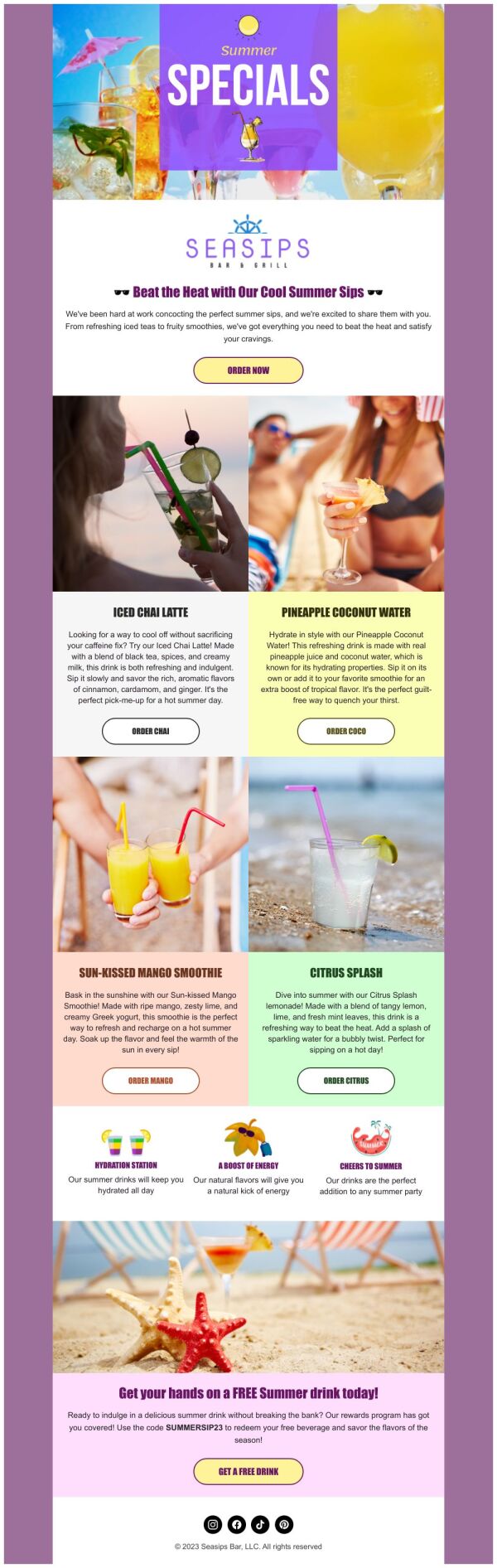 New Arrival Email Template 'Cool Sips' for Summer | PosterMyWall