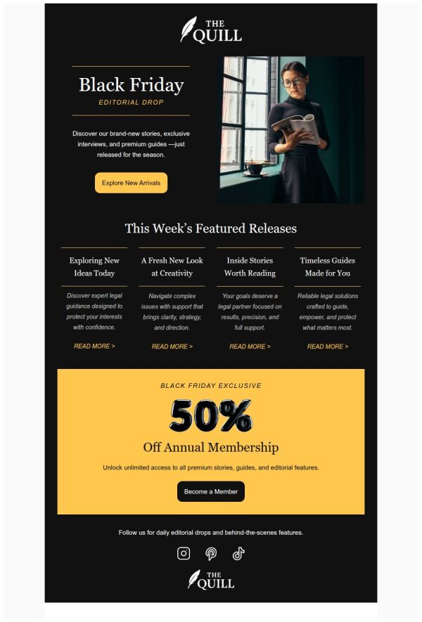 New Arrival Email Template 'Editorial Drop' for Black Friday | PosterMyWall