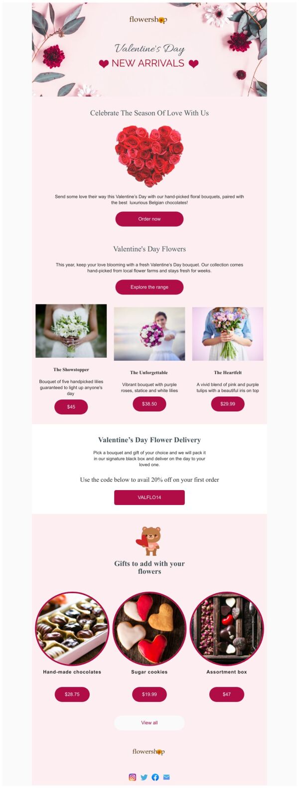 New Arrival Email Template 'Flowers' for Valentine's Day | PosterMyWall