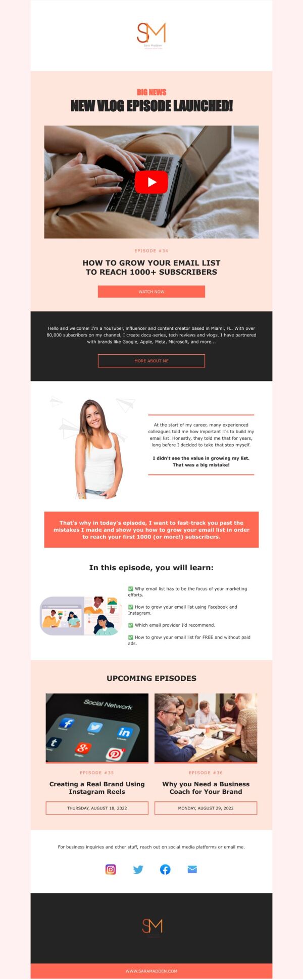 New Arrival Email Template 'Grow Your Email List' for Personal Branding ...