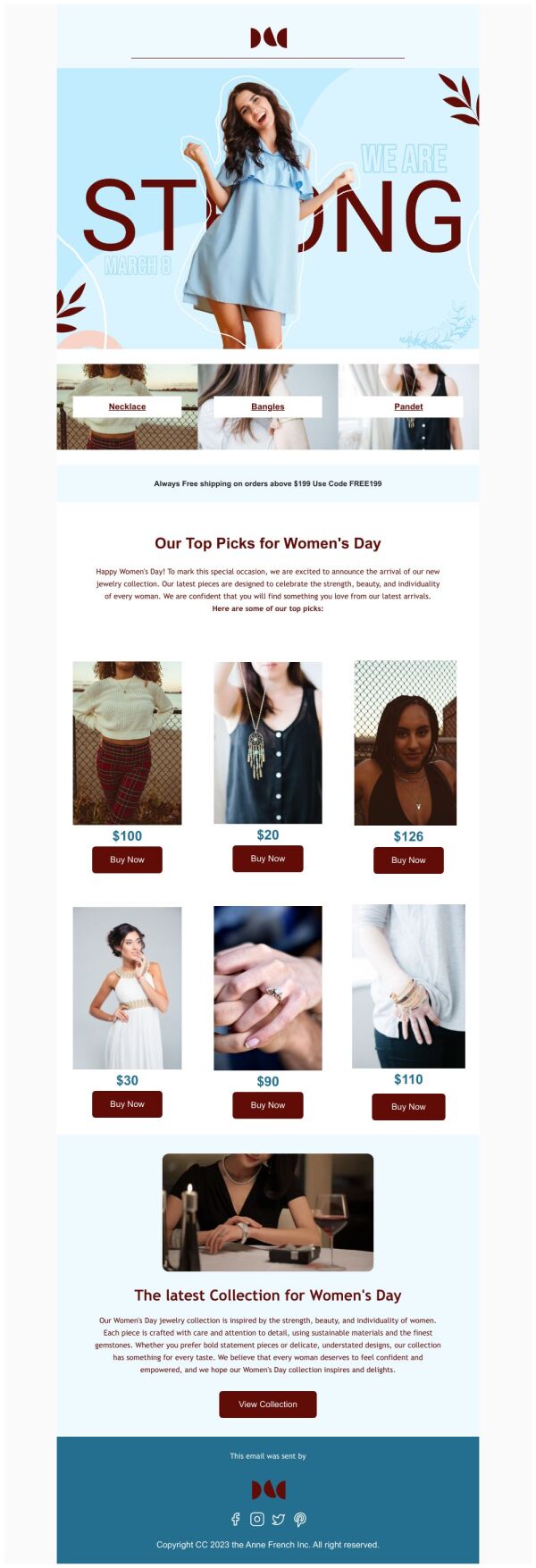 New Arrival Email Template 'Jewellery Collection' for Women's Day ...