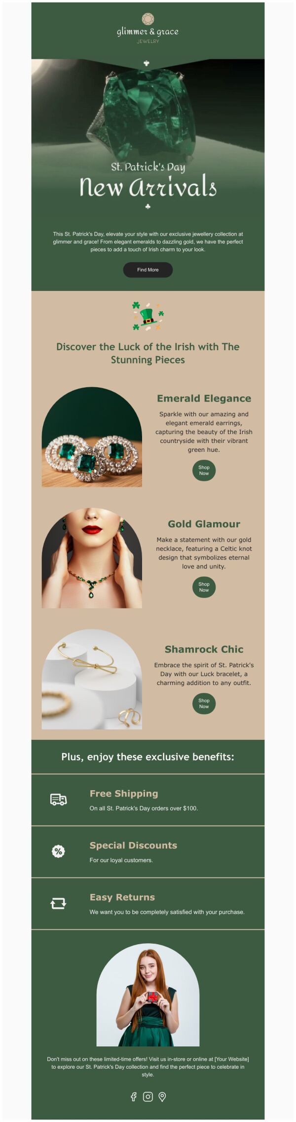 New Arrival Email Template 'Jewellery Store' for St. Patrick's Day ...