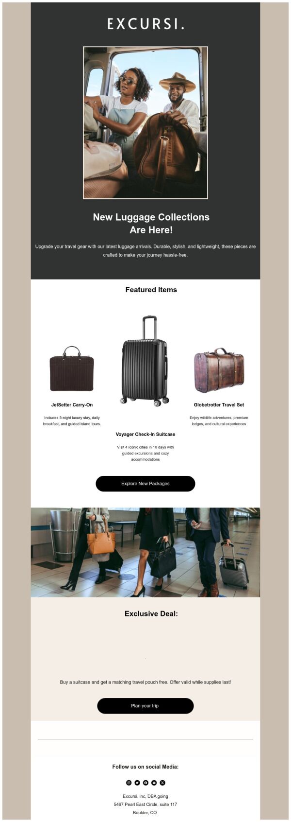 New Arrival Email Template 'Luggage Collection' for Travel | PosterMyWall