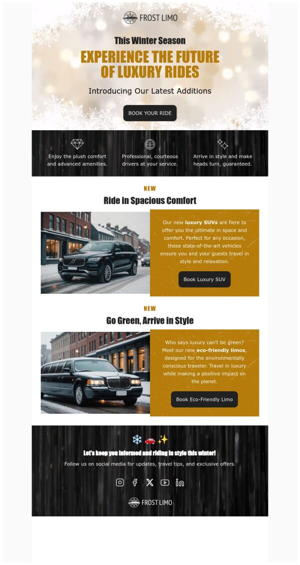 New Arrival Email Template 'Luxury Rides' for Winter | PosterMyWall