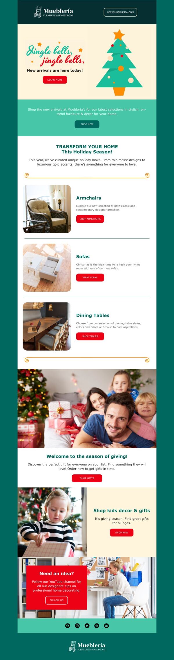 New Arrival Email Template 'On-Trend Furniture and Decor' for Christmas ...