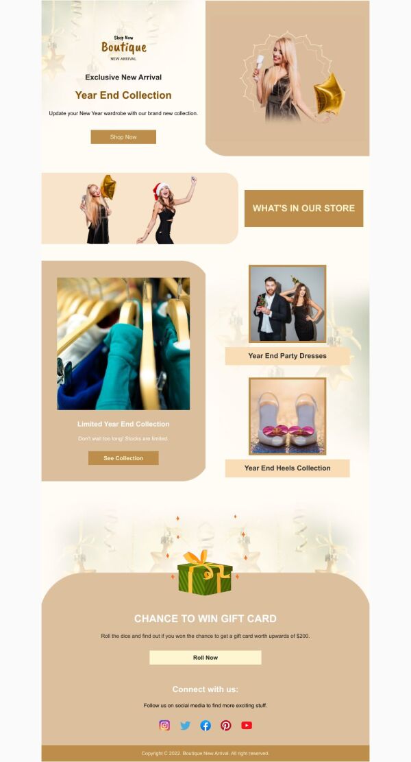 New Arrival Email Template 'Party Dresses and Heels' for New Year ...