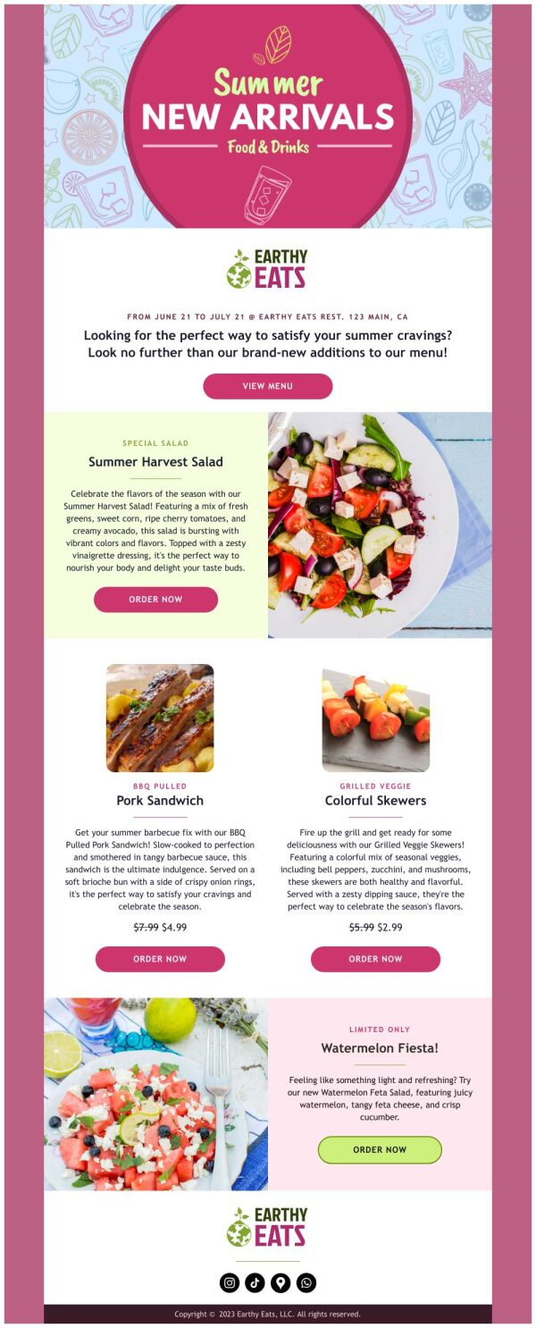 New Arrival Email Template 'Refreshing Salads' for Summer | PosterMyWall