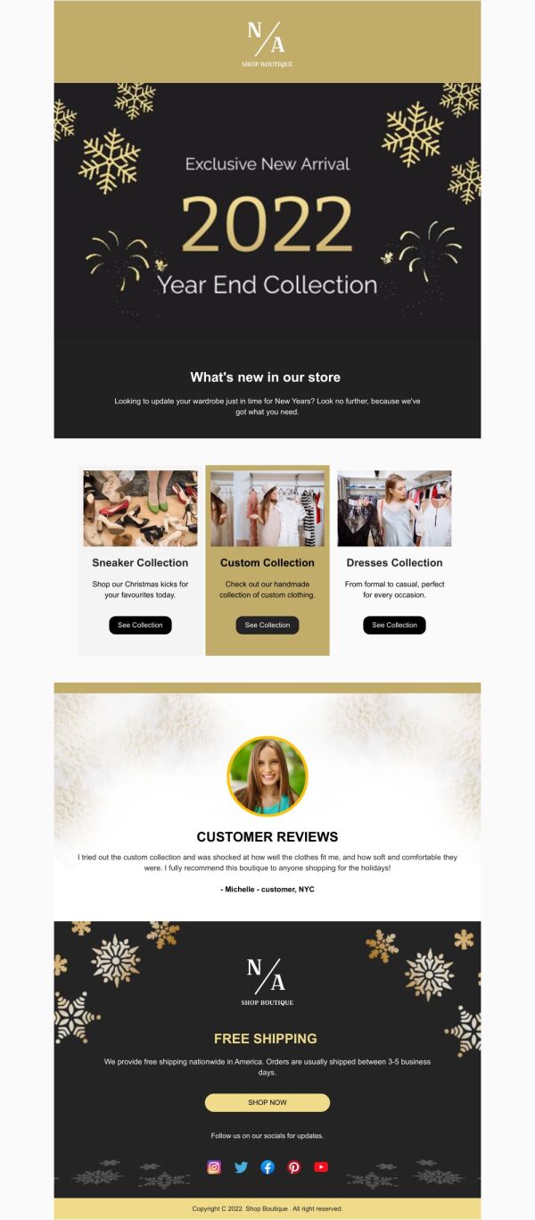 New Arrival Email Template 'Year End Clothing Collection' for New Year ...