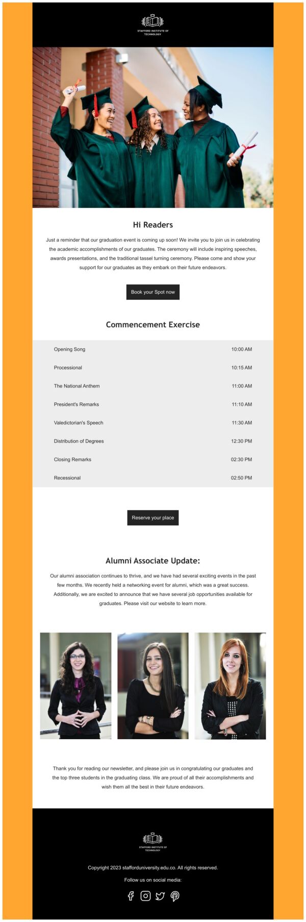 Newsletter Email Template 'Academic Accomplishments' for Graduation ...