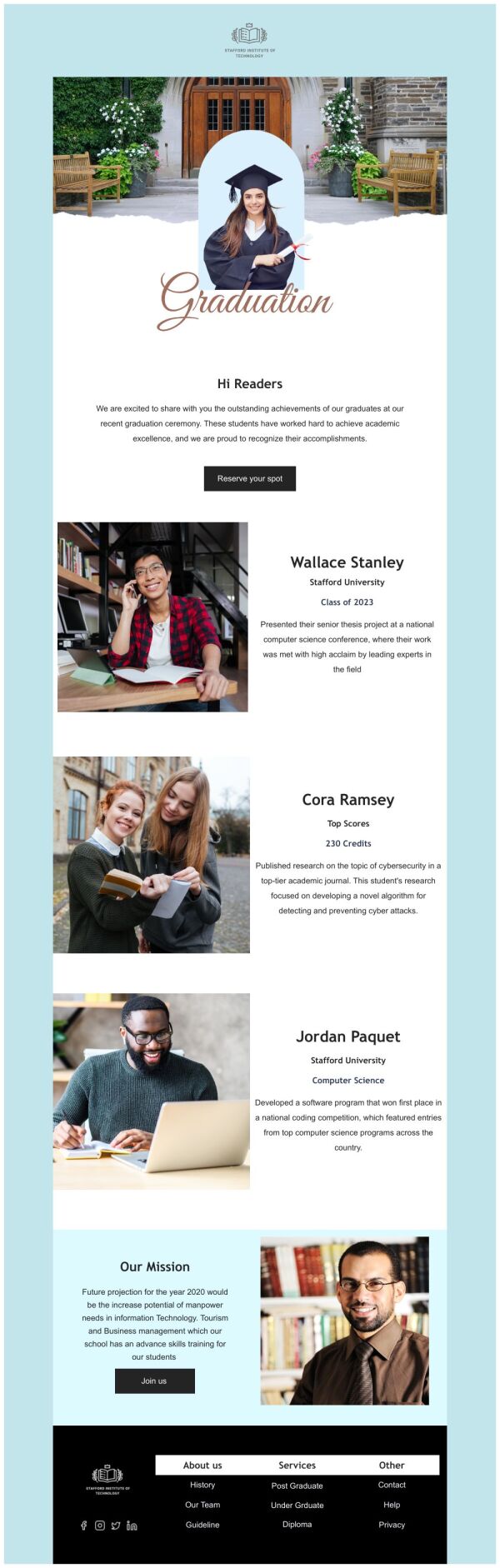 Newsletter Email Template 'Academic Excellence' for Graduation ...