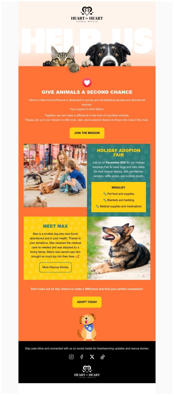 Newsletter Email Template 'Animal Adoption Fair' for Charity | PosterMyWall